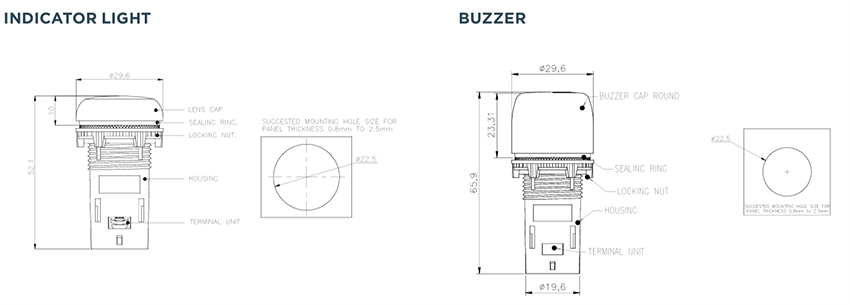 LED Indicator Lights (ILE) & Buzzers (IBE) - TE Connectivity ...